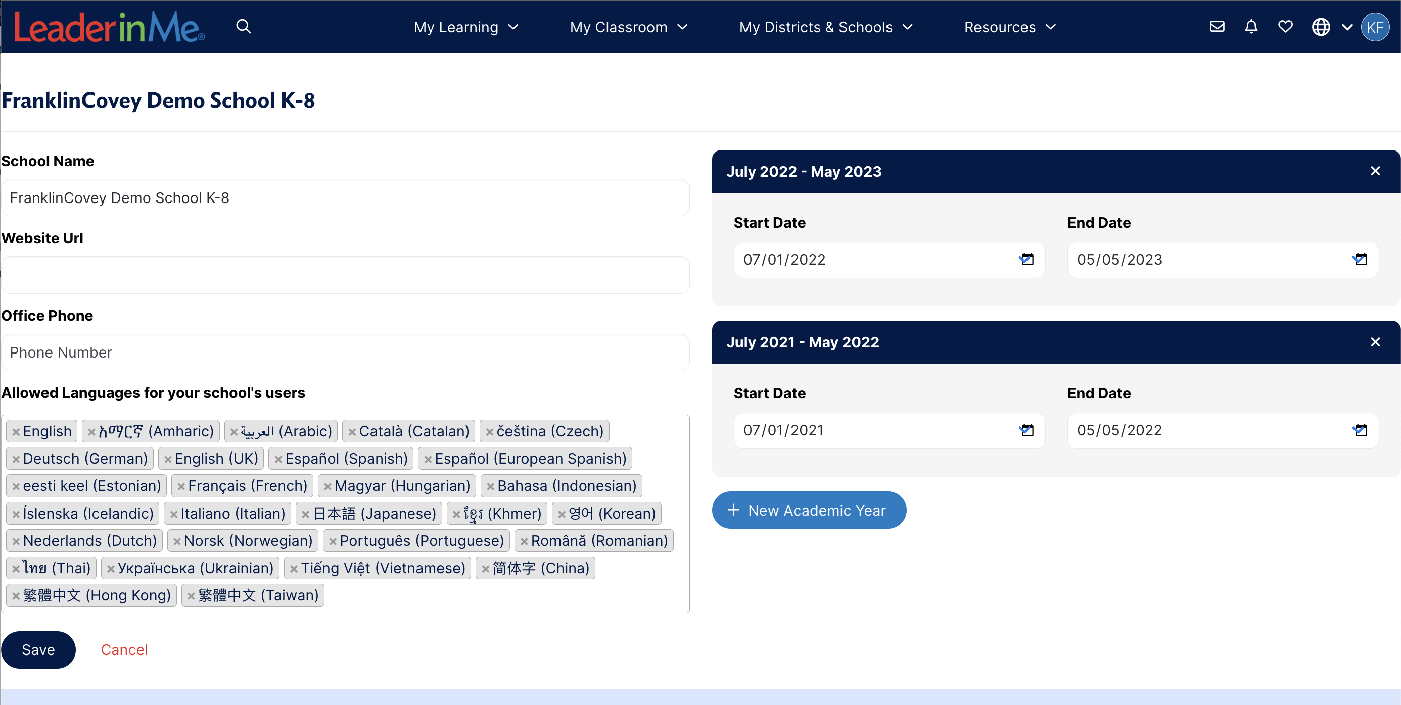Editing Your School Profile – FranklinCovey Education