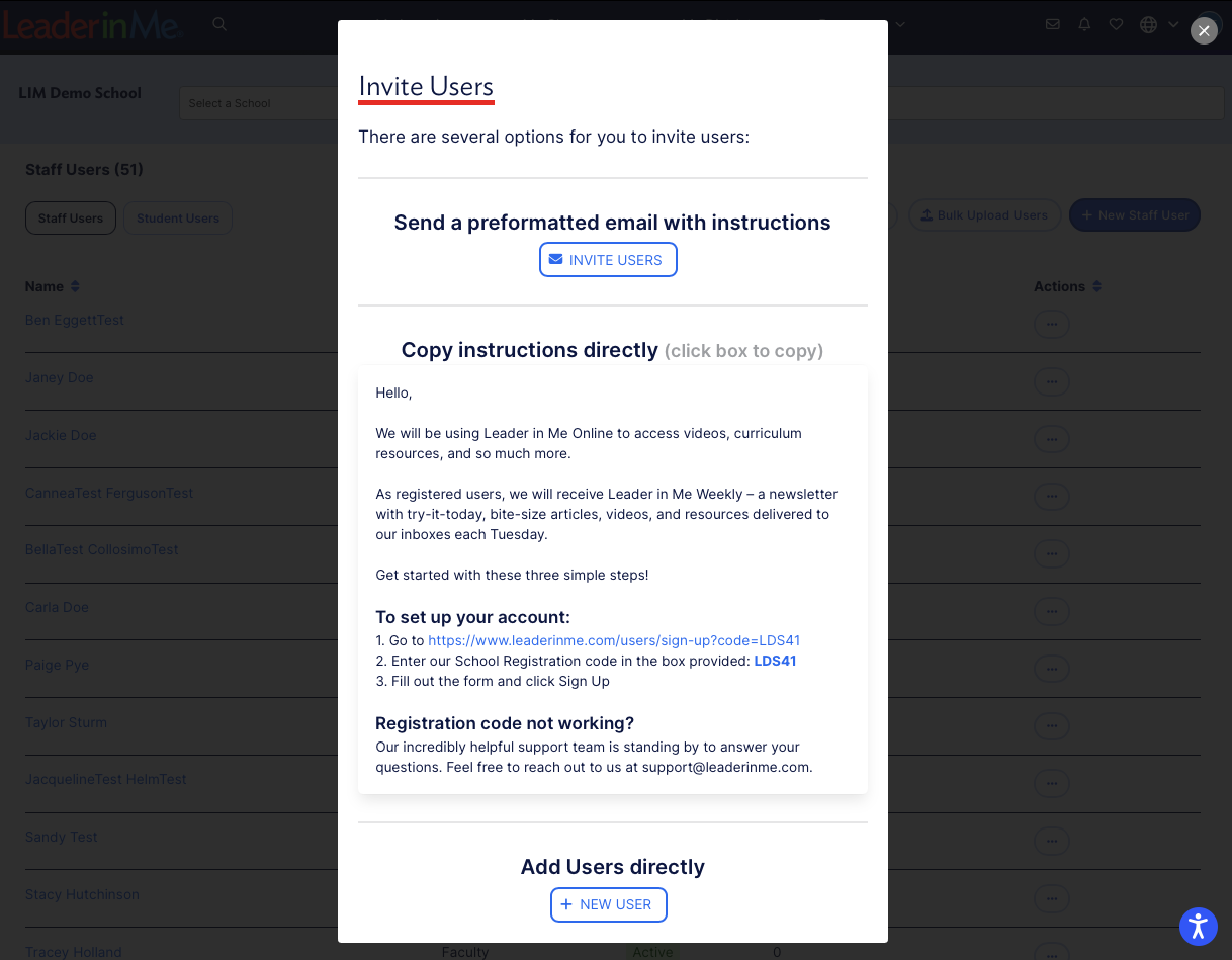 Set Up and Manage Staff User Accounts – FranklinCovey Education