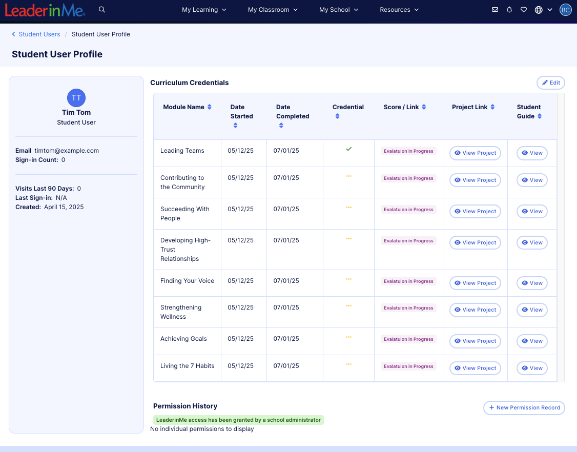 Viewing Individual Student Progress and Permissions – FranklinCovey Education
